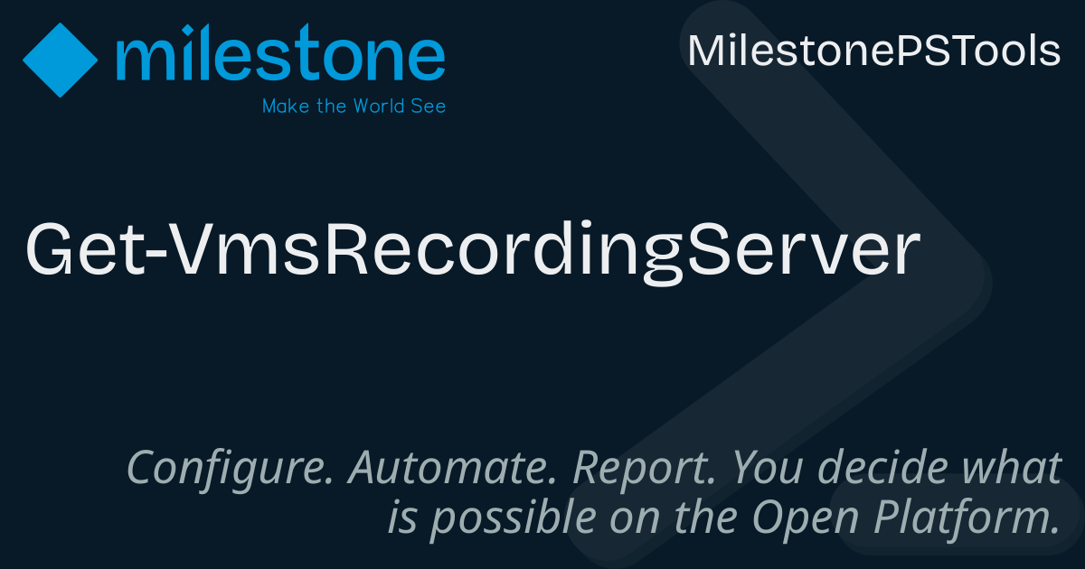 Get-VmsRecordingServer - MilestonePSTools Module